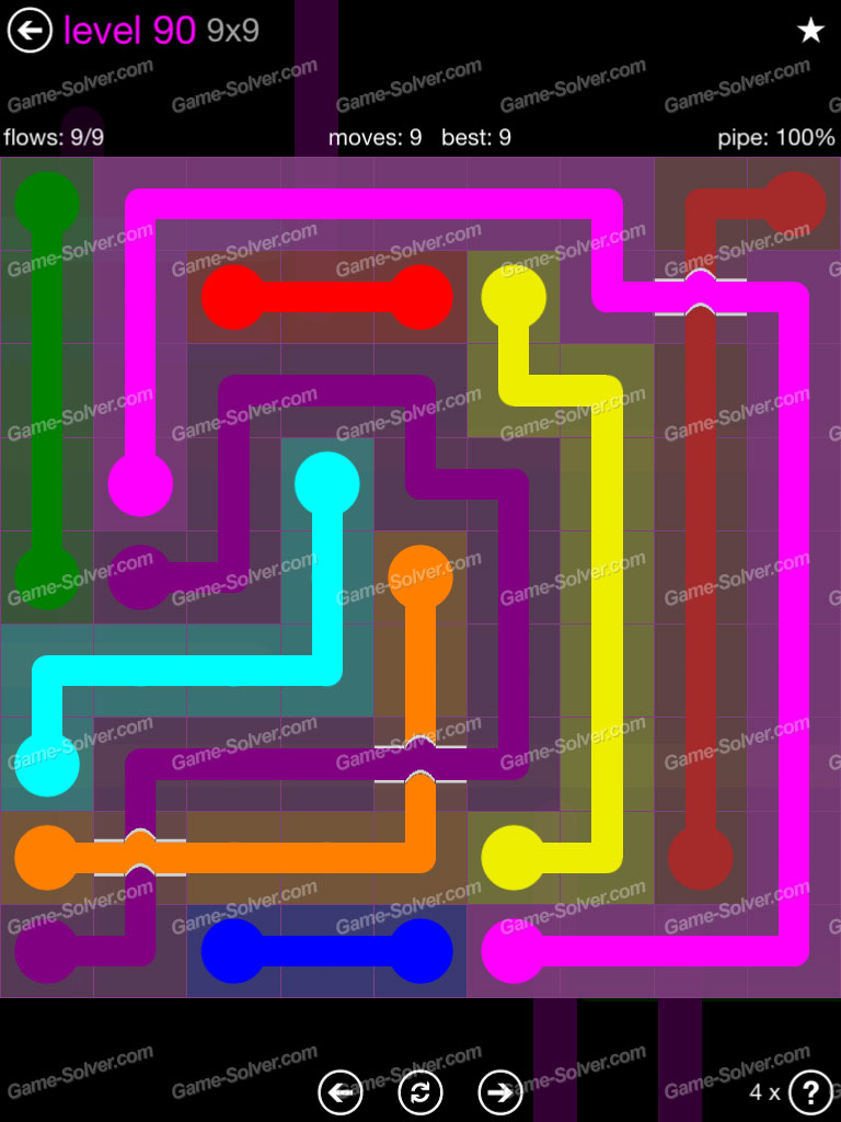 Flow Bridges 9x9 Mania Level 90 • Game Solver