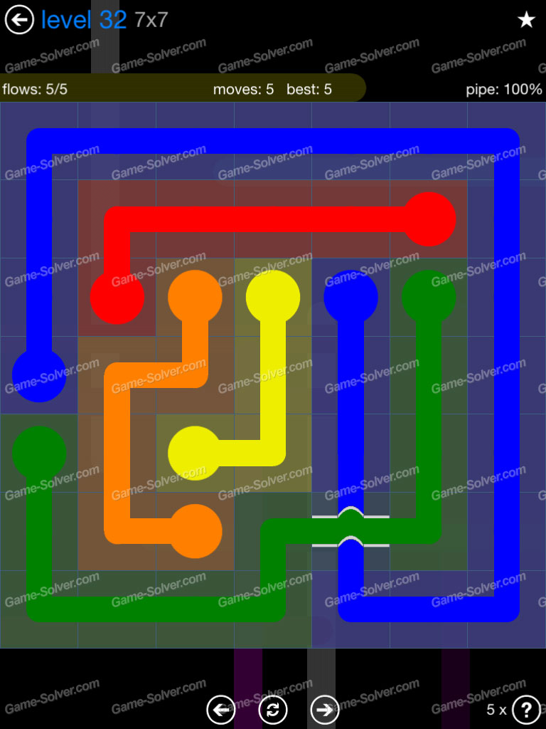 Flow Bridges Challenge Pack 7x7 Level 32 • Game Solver