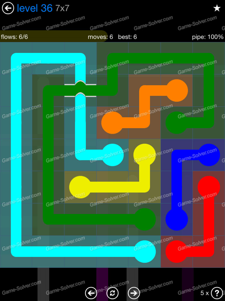 Flow Bridges Challenge Pack 7x7 Level 36 • Game Solver