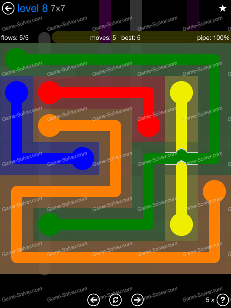 Flow Bridges Challenge Pack 7x7 Level 8 • Game Solver