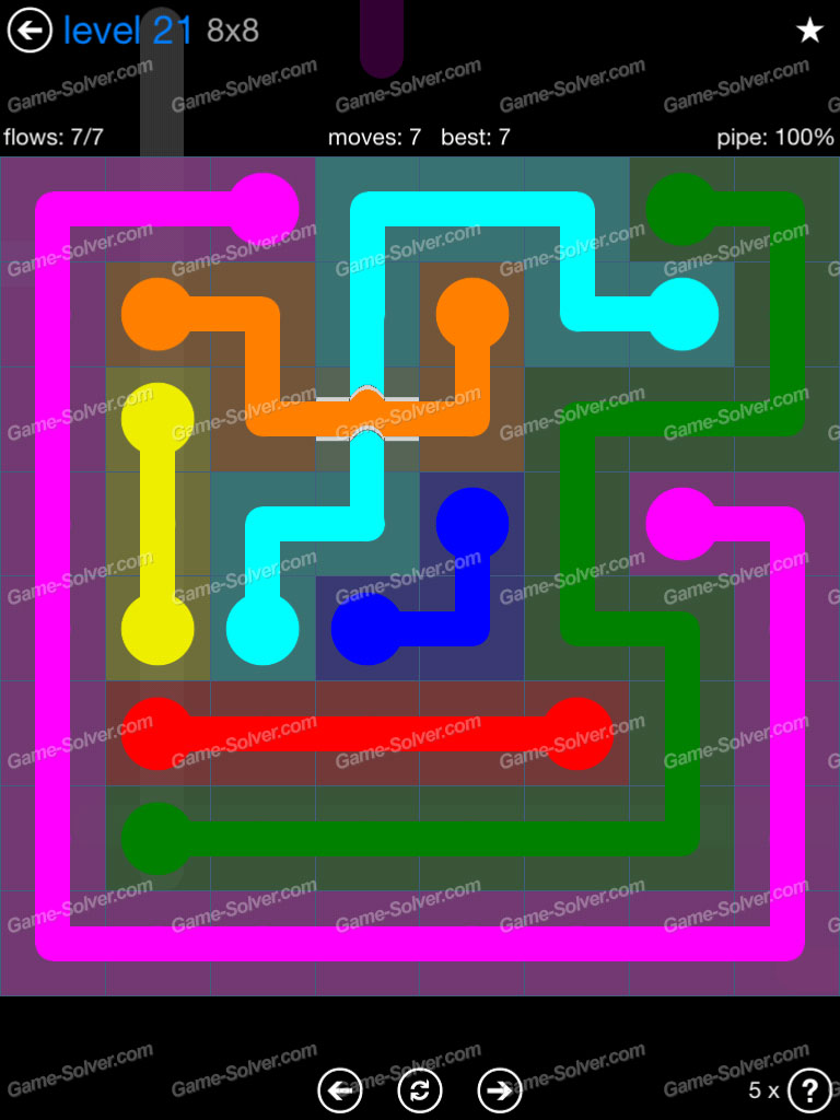 Flow Bridges Challenge Pack 8x8 Level 21 • Game Solver