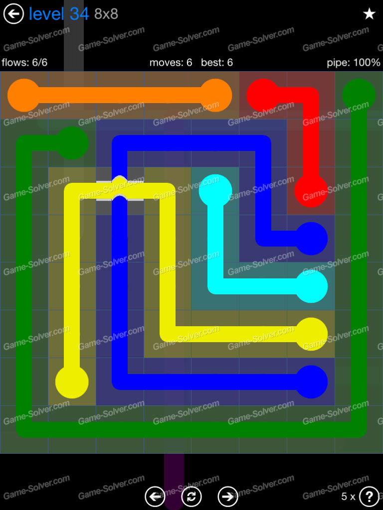 Flow Bridges Challenge Pack 8x8 Level 34 • Game Solver