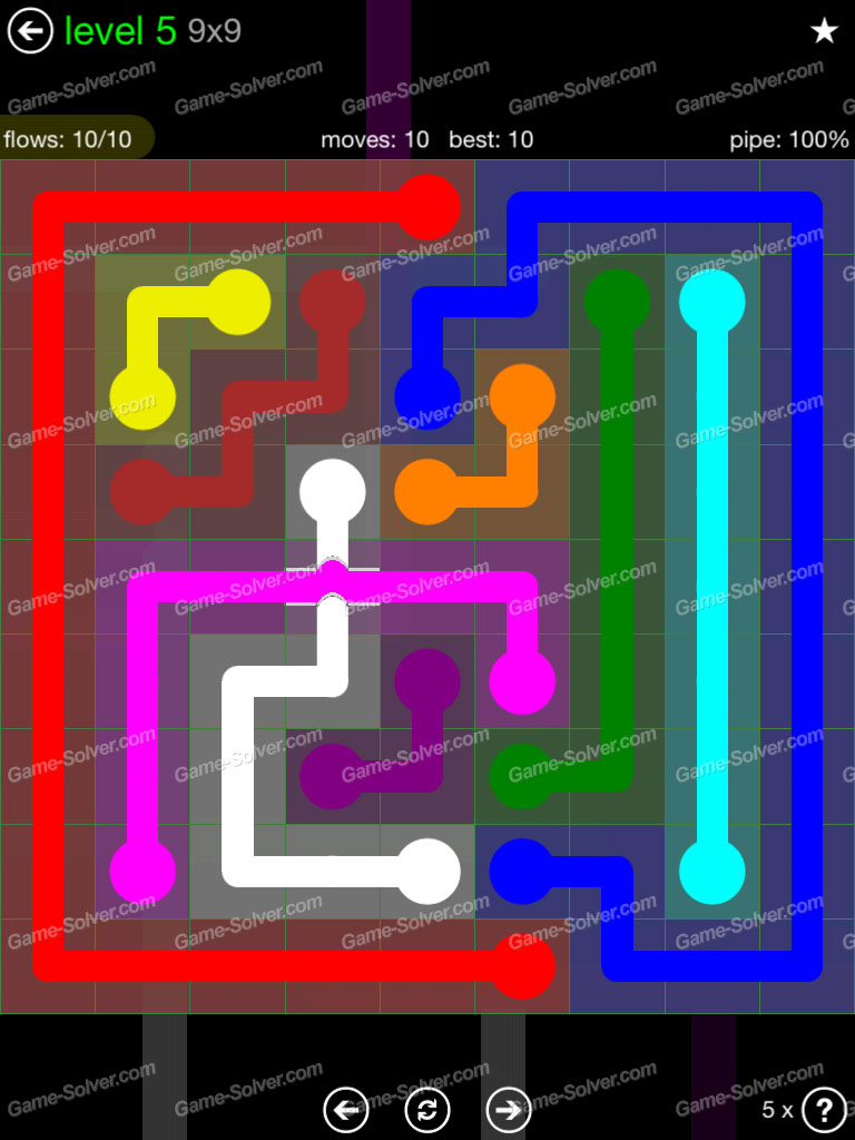 Flow Bridges Classic Pack 9x9 Level 5 • Game Solver