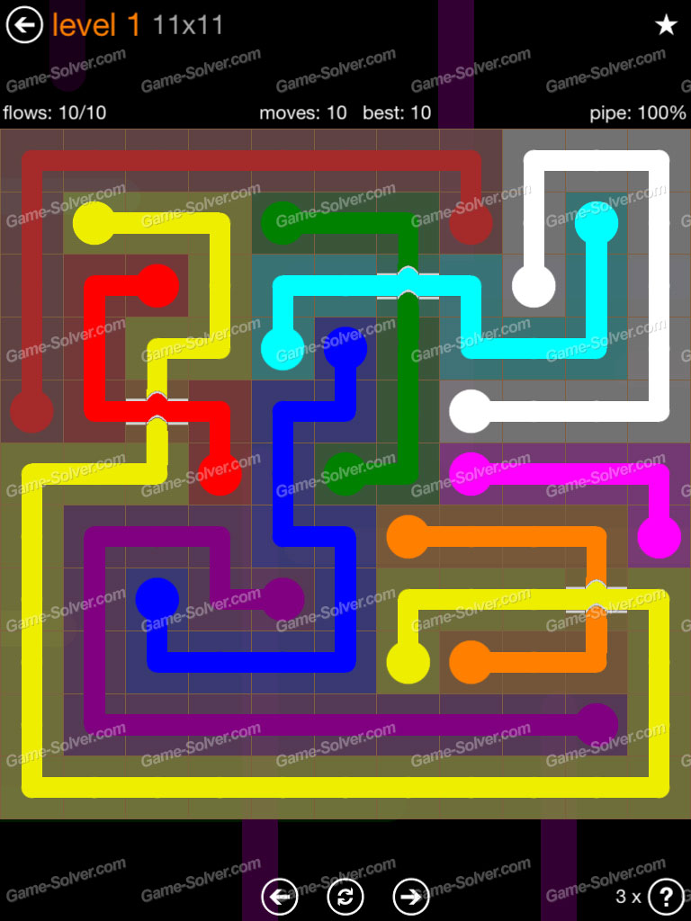 Flow Bridges Jumbo Pack 11x11 Level 1 • Game Solver