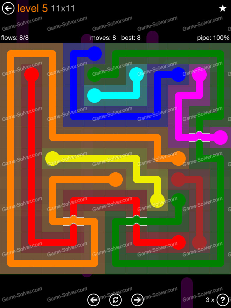 Flow Bridges Jumbo Pack 11x11 Level 5 • Game Solver