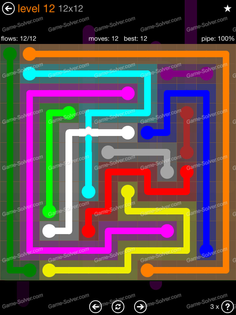 Flow Bridges Jumbo Pack 12x12 Level 12 • Game Solver