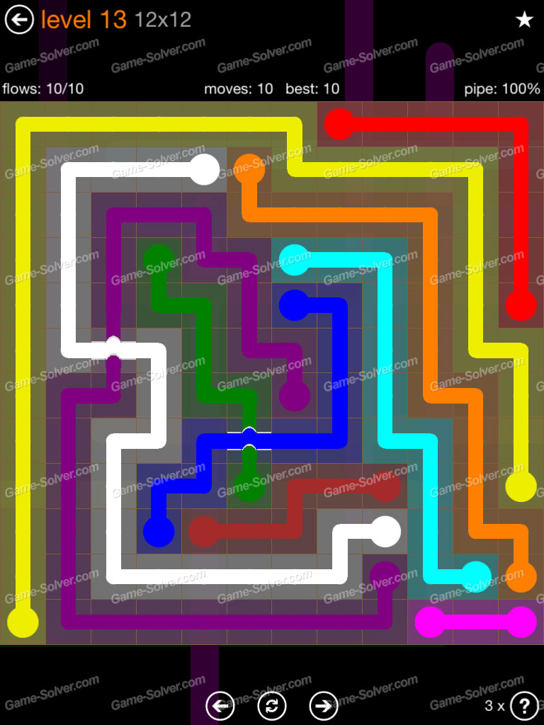 Flow Bridges Jumbo Pack 12x12 Level 13 • Game Solver