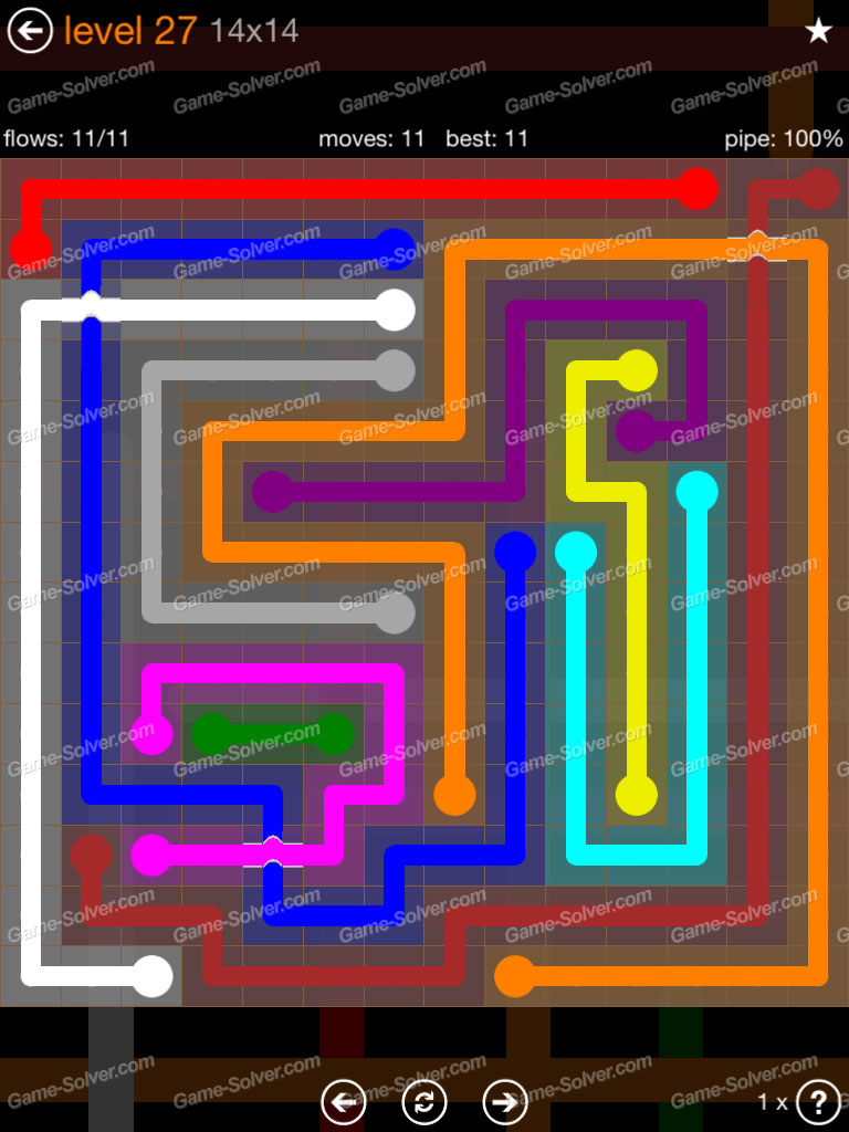 Flow Bridges Jumbo Pack 14x14 Level 27 • Game Solver