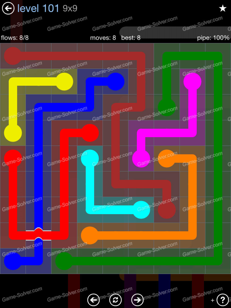 Flow Bridges Rainbow Pack Level 101 • Game Solver