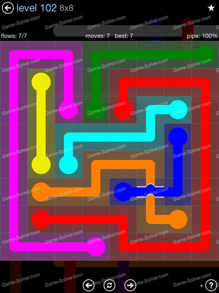 Flow Bridges Rainbow Pack Level 102 • Game Solver