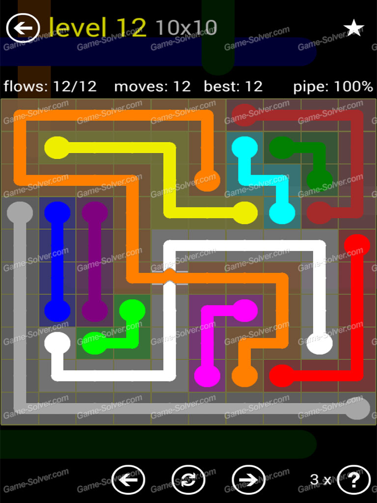 Flow Bridges Yellow Pack 10x10 Level 12 • Game Solver
