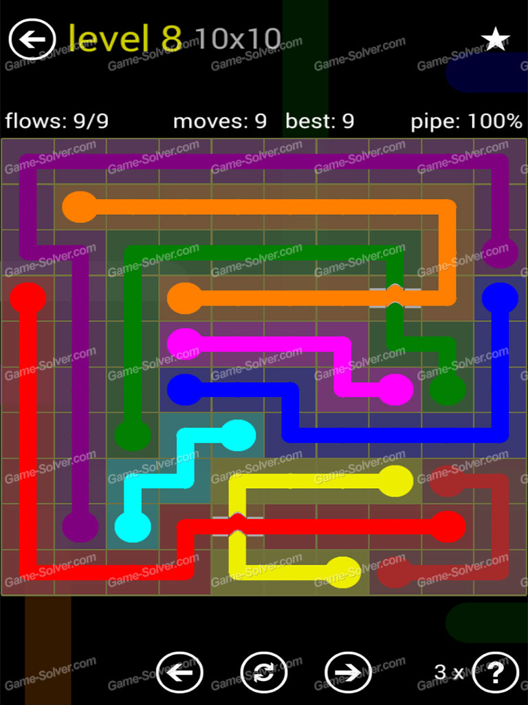 Flow Bridges Yellow Pack 10x10 Level 8 • Game Solver