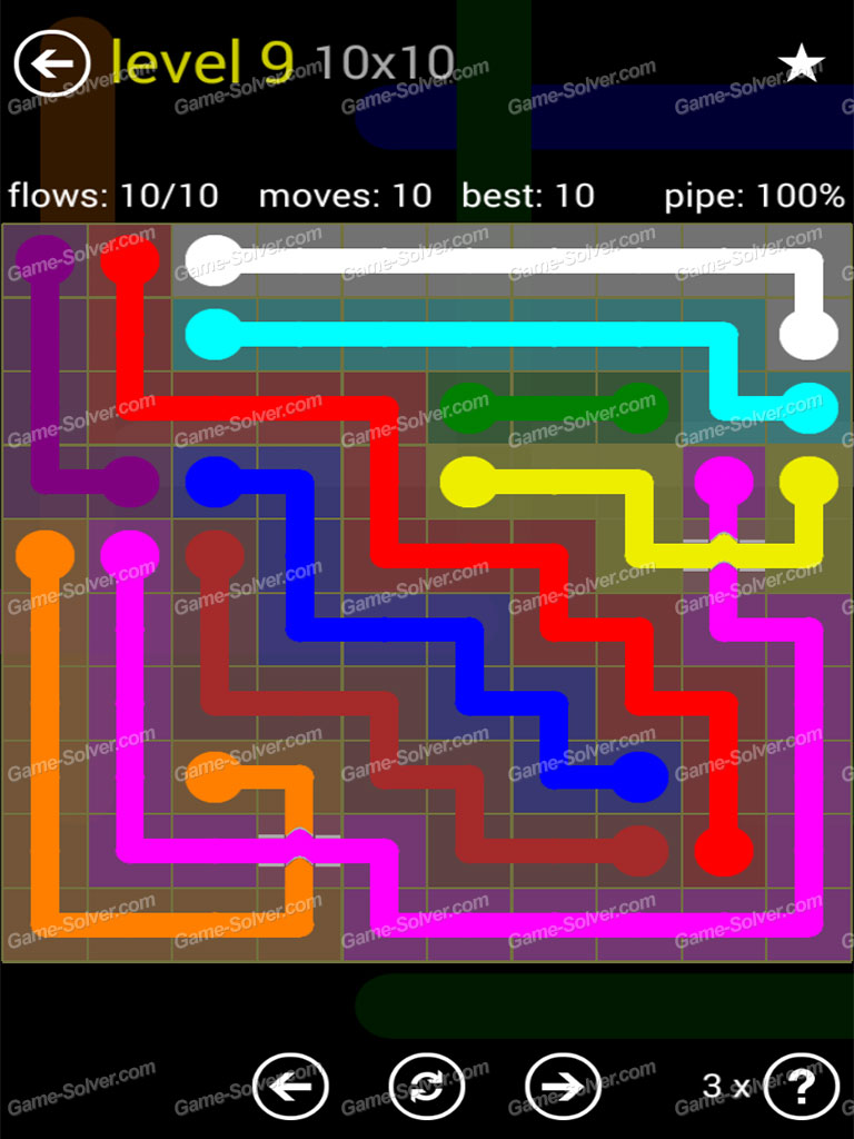 Flow Bridges Yellow Pack 10x10 Level 9 • Game Solver
