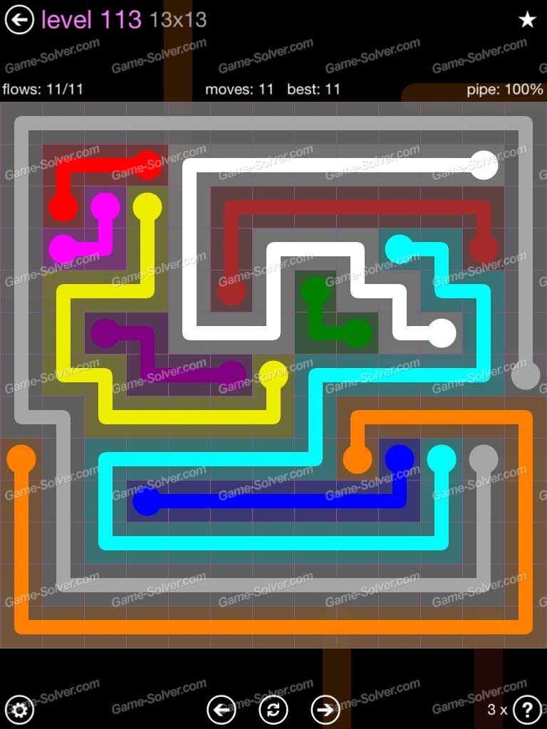 Flow 13x13 Mania Level 113 • Game Solver