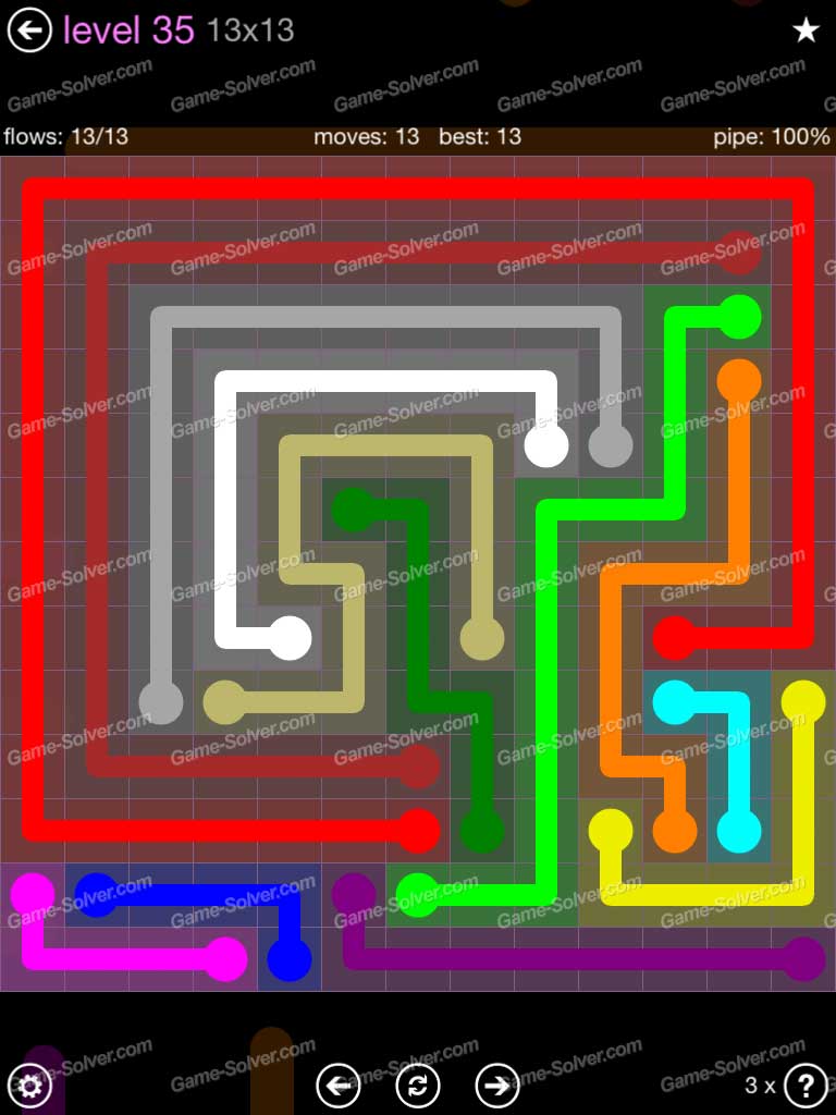 Flow 13x13 Mania Level 35 • Game Solver