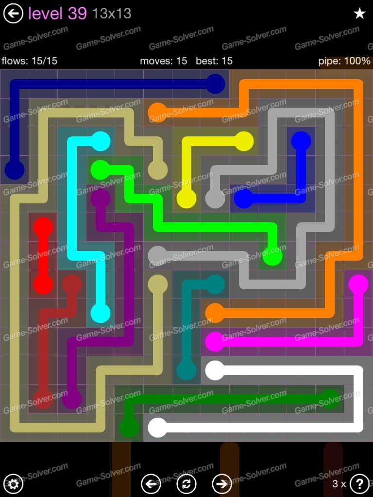Flow 13x13 Mania Level 39 • Game Solver