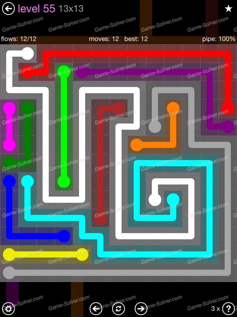 Flow 13x13 Mania Level 55 • Game Solver