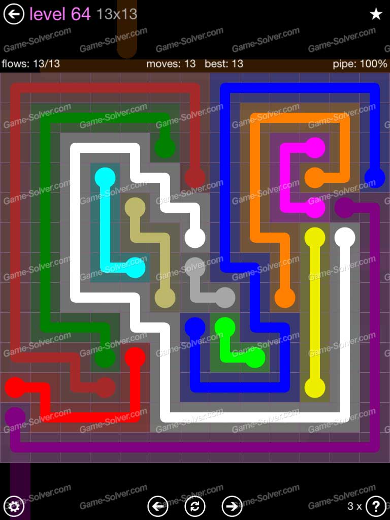 Flow 13x13 Mania Level 64 • Game Solver