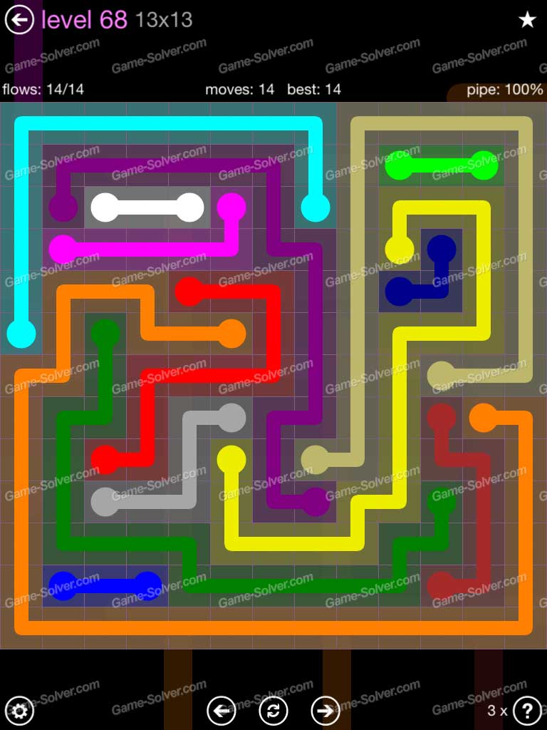 Flow 13x13 Mania Level 68 • Game Solver