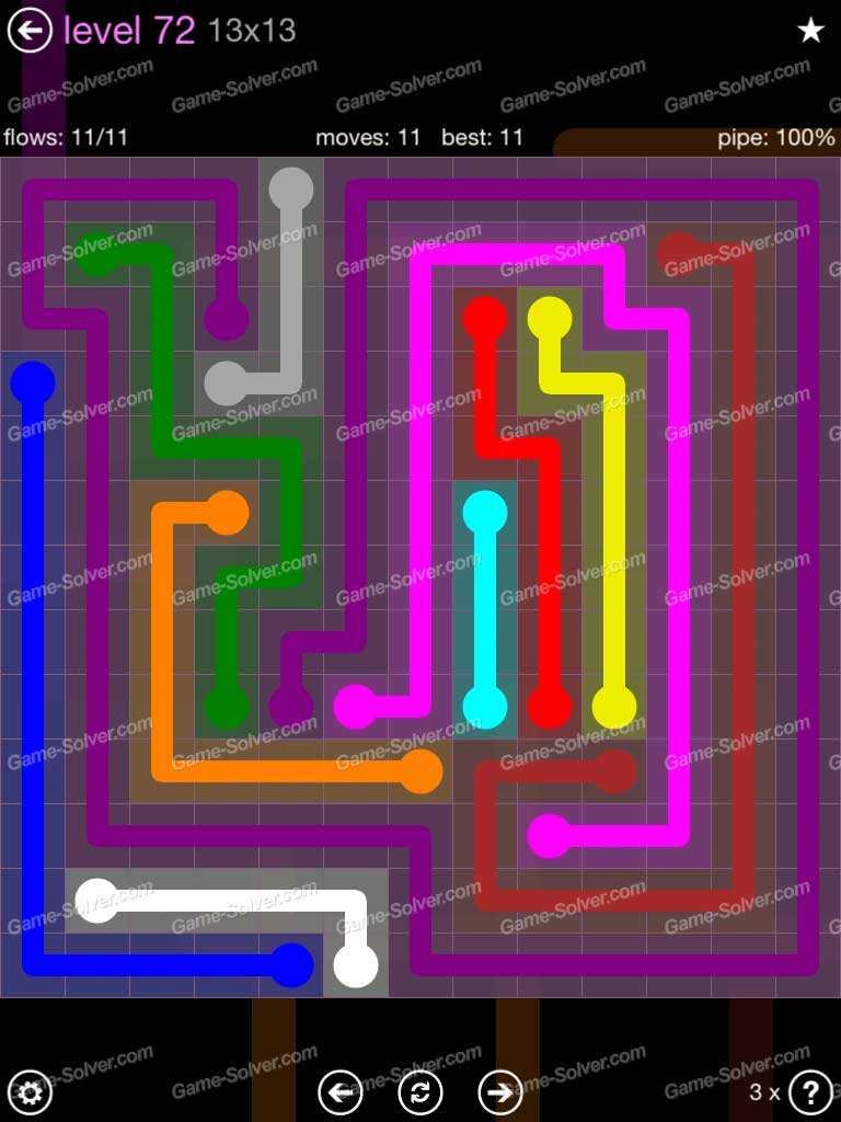 Flow 13x13 Mania Level 72 • Game Solver