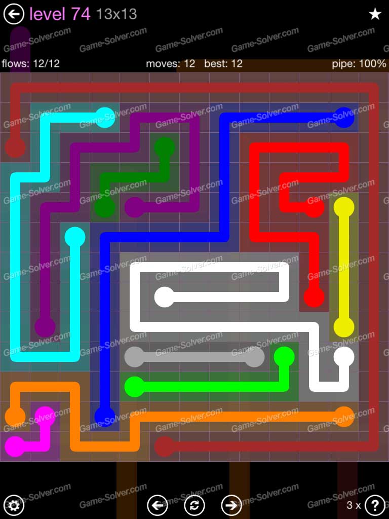 Flow 13x13 Mania Level 74 • Game Solver