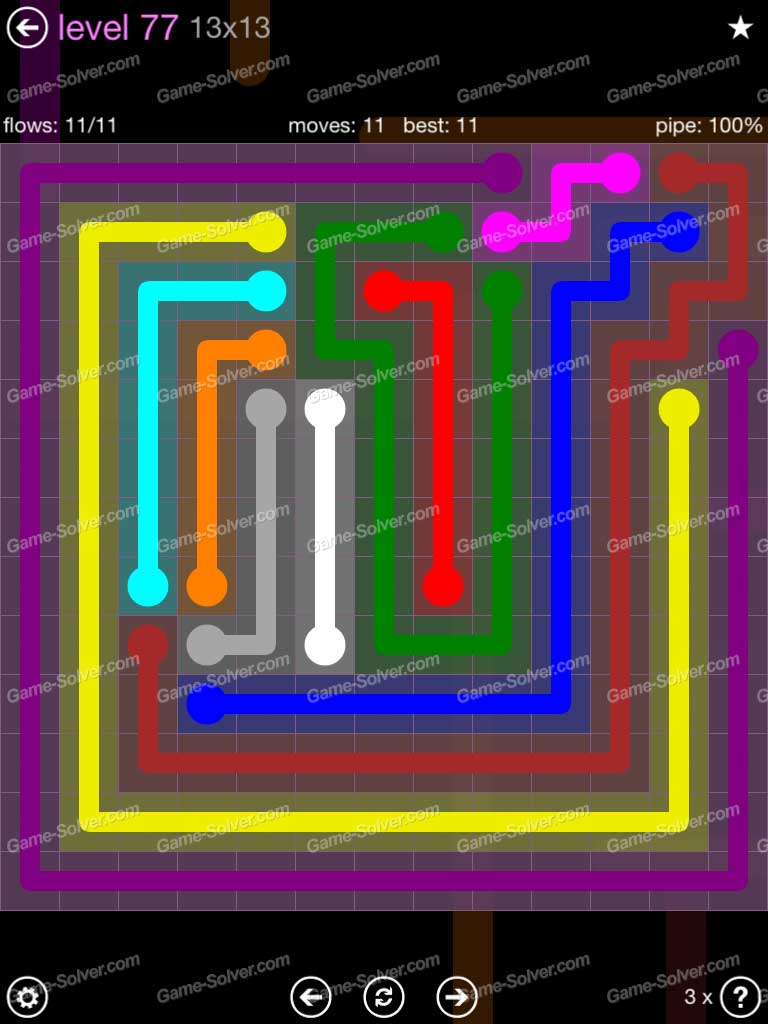 Flow 13x13 Mania Level 77 • Game Solver