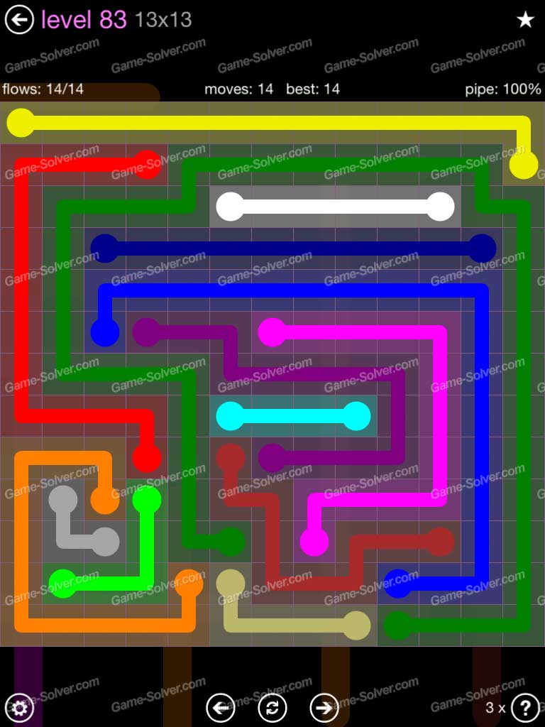 Flow 13x13 Mania Level 83 • Game Solver