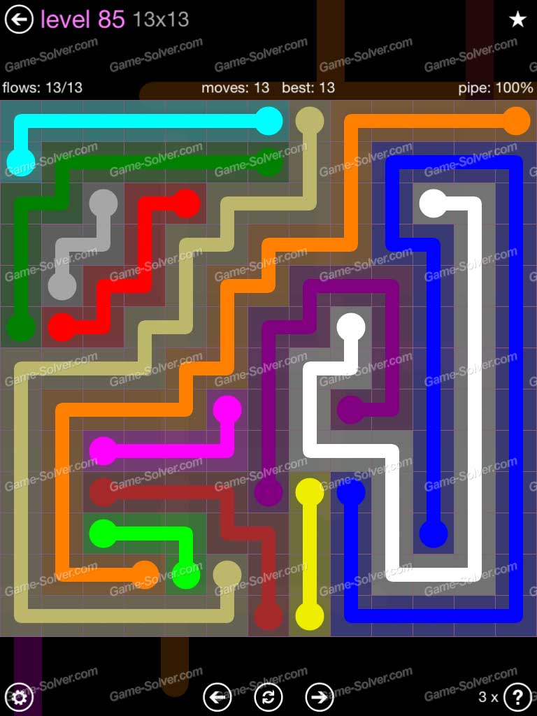 Flow 13x13 Mania Level 85 • Game Solver