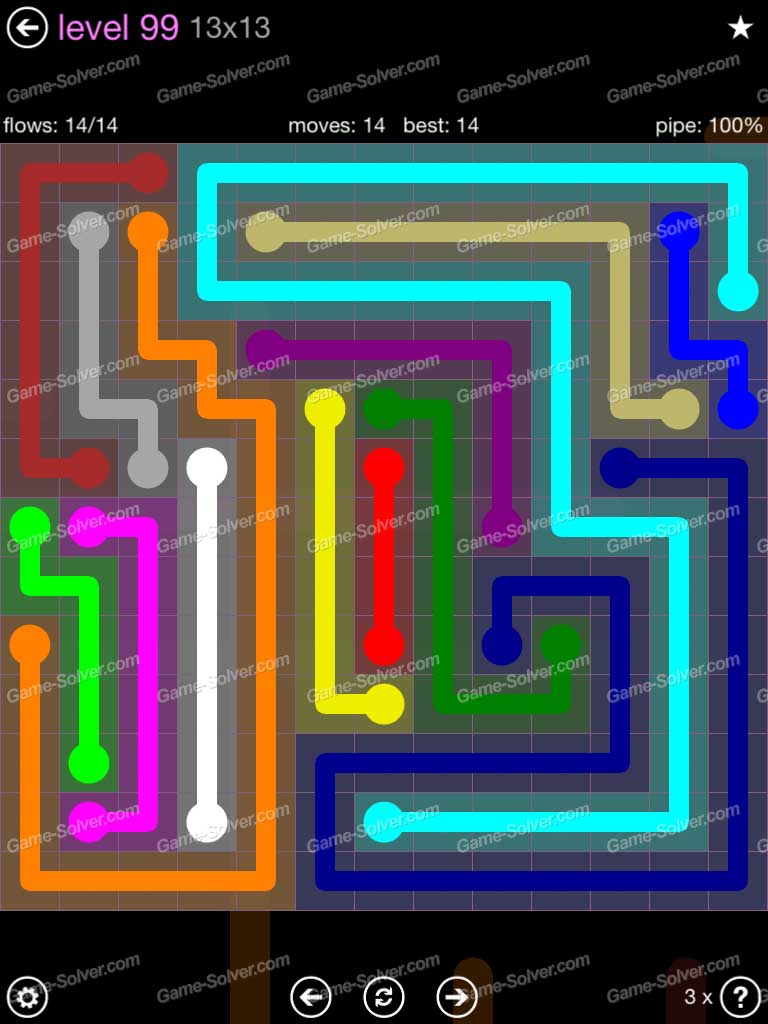 Flow 13x13 Mania Level 99 • Game Solver