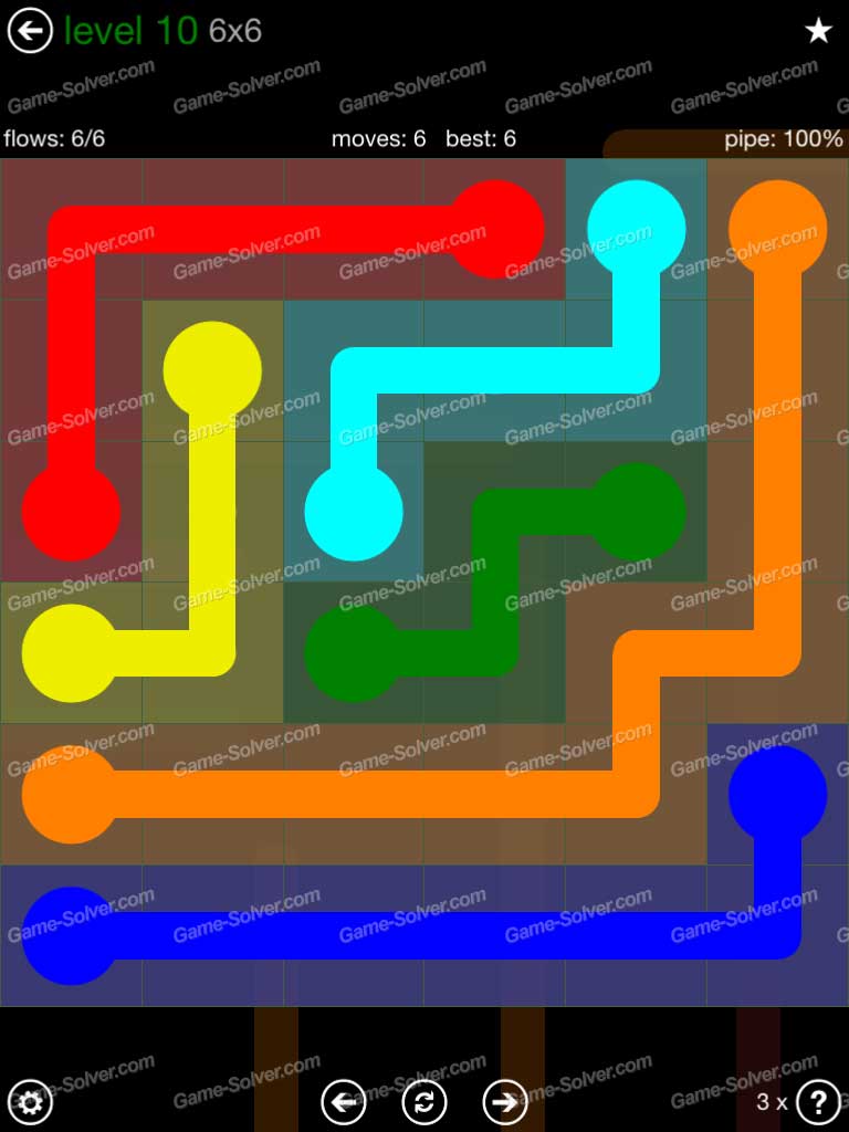 Flow 6x6 Mania Level 10 • Game Solver