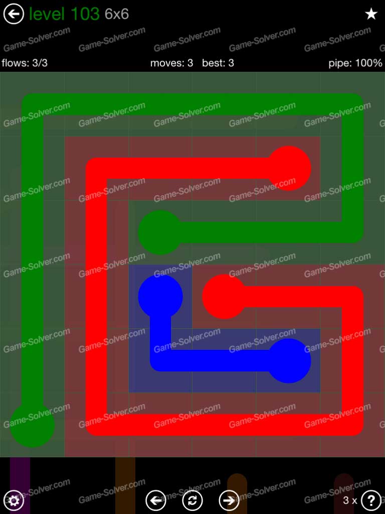 Flow 6x6 Mania Level 103 • Game Solver