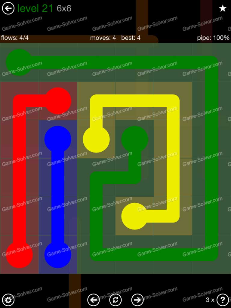 Flow 6x6 Mania Level 21 • Game Solver