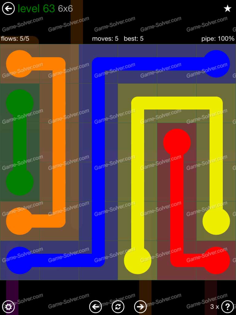 Flow 6x6 Mania Level 63 • Game Solver