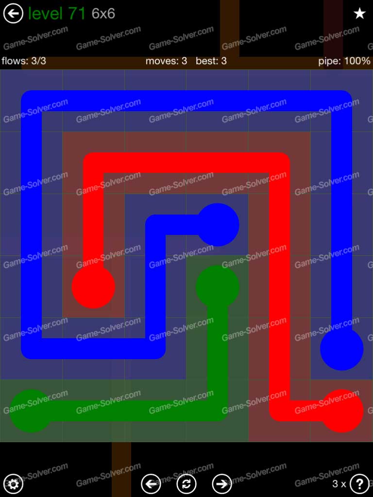 Flow 6x6 Mania Level 71 • Game Solver