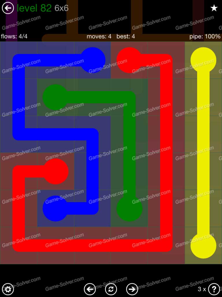 Flow 6x6 Mania Level 82 • Game Solver