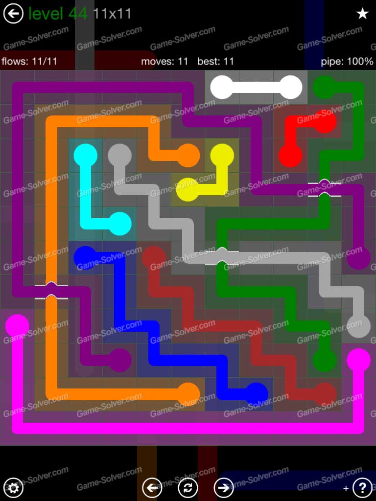 Flow Bridges 11x11 Mania Level 44 • Game Solver