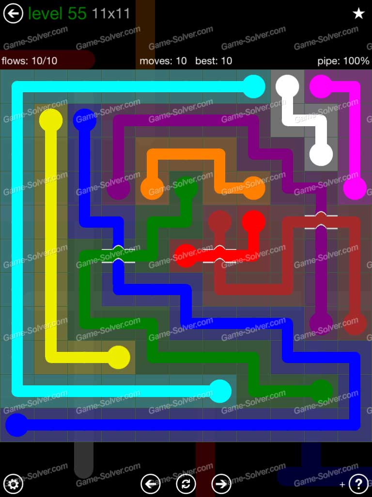 Flow Bridges 11x11 Mania Level 55 • Game Solver