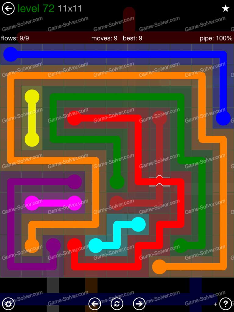 Flow Bridges 11x11 Mania Level 72 • Game Solver