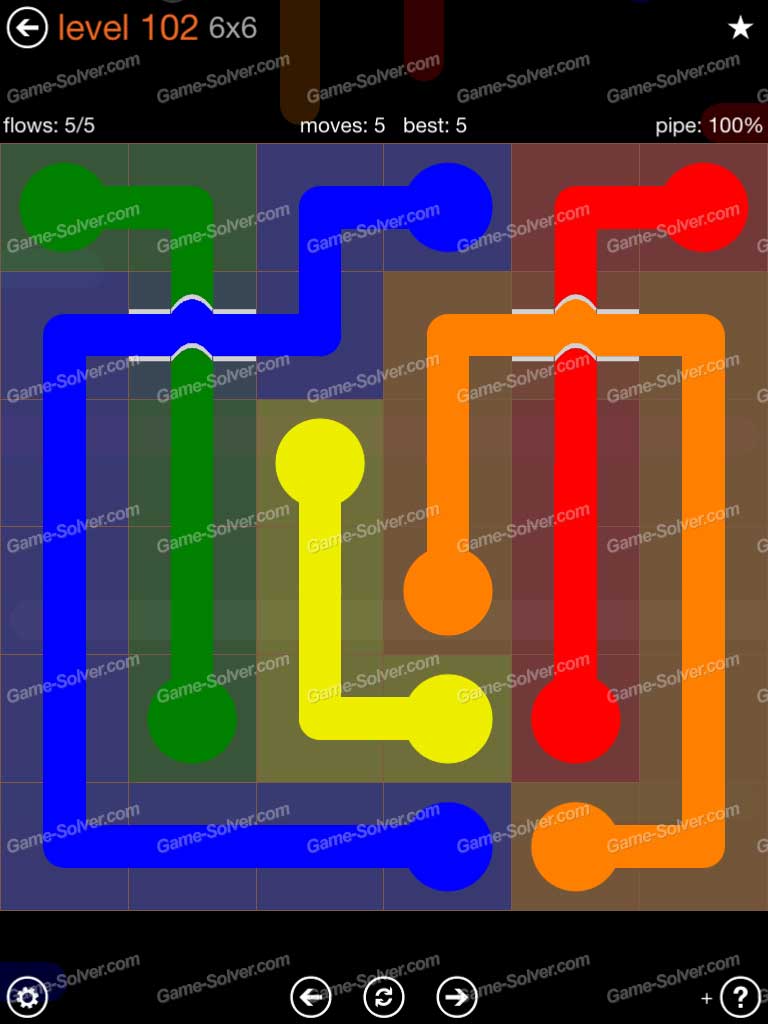 Flow Bridges 6x6 Mania Level 102 • Game Solver