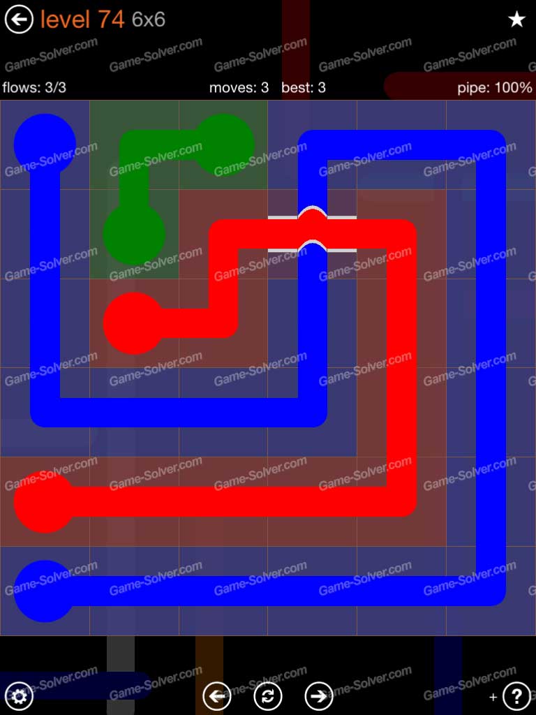 Flow Bridges 6x6 Mania Level 74 • Game Solver