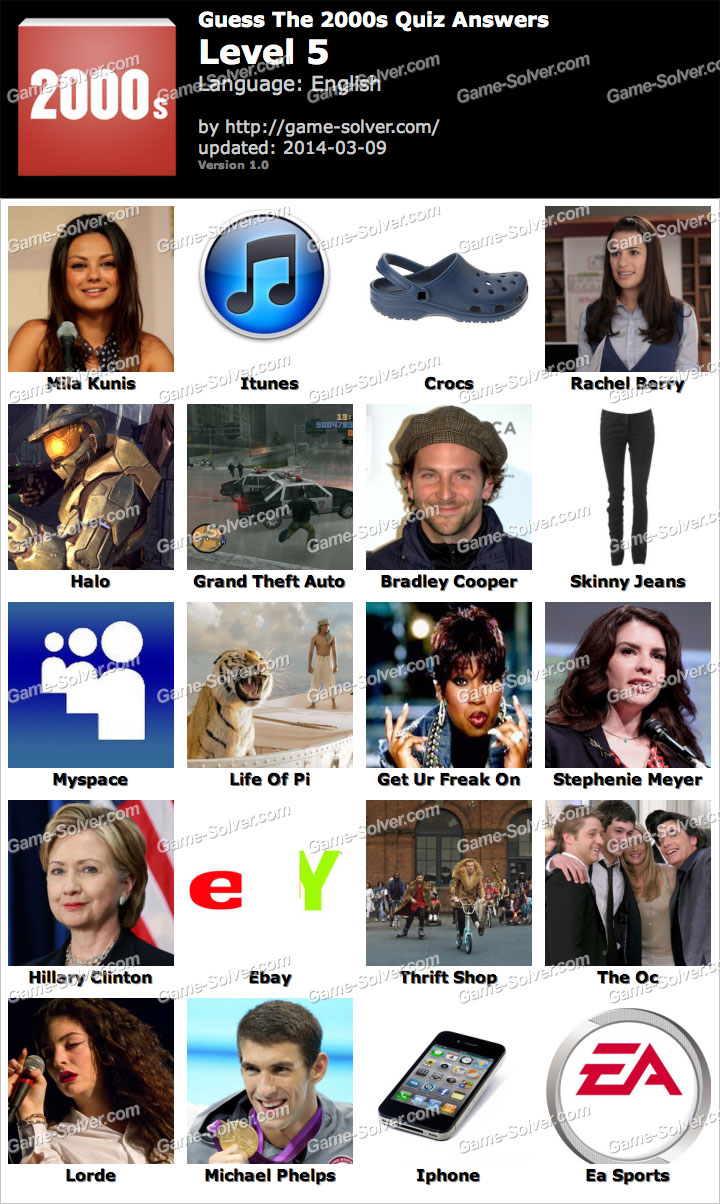 Guess The 2000s Quiz Level 5 • Game Solver