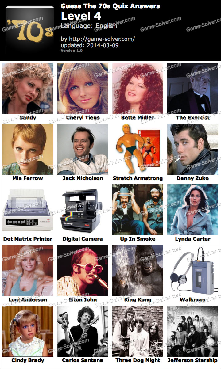 Guess The 70s Quiz Level 4 • Game Solver