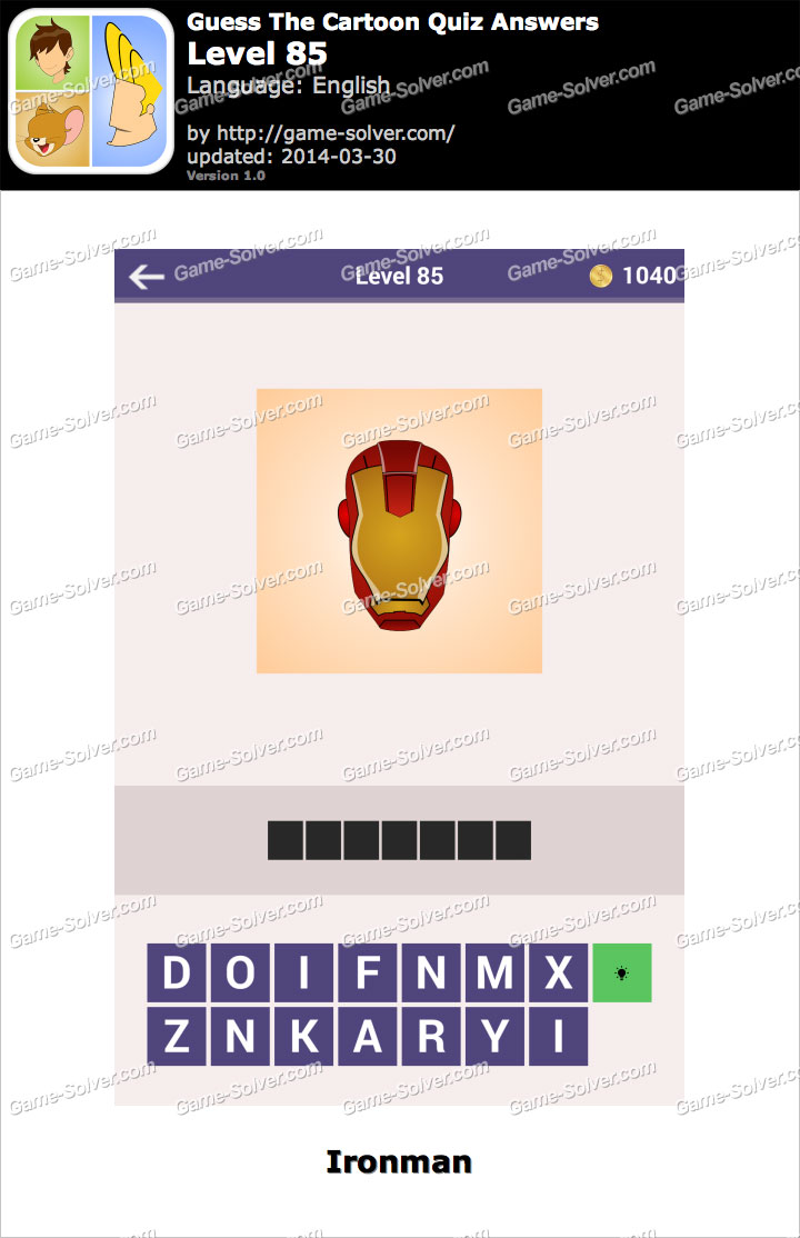 Guess the Cartoon Quiz Level 85 • Game Solver