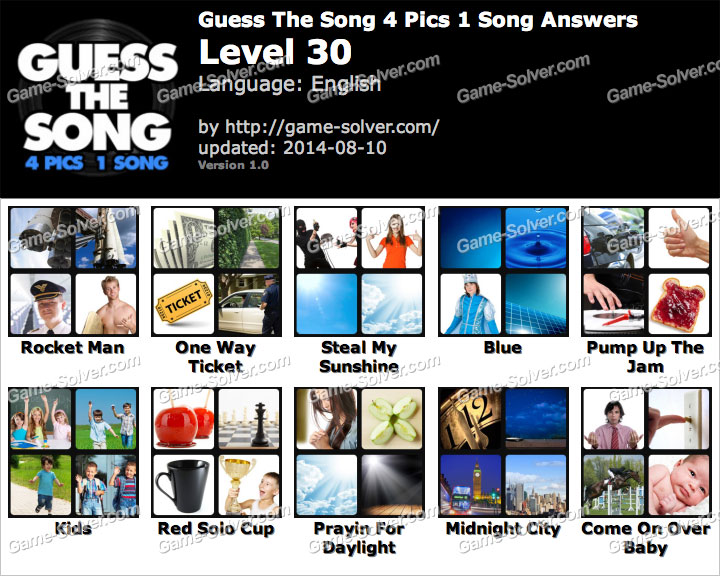 Guess The Song 4 Pics 1 Song Level 30 • Game Solver