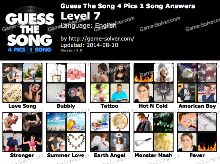 Guess The Song 4 Pics 1 Song Level 7 • Game Solver