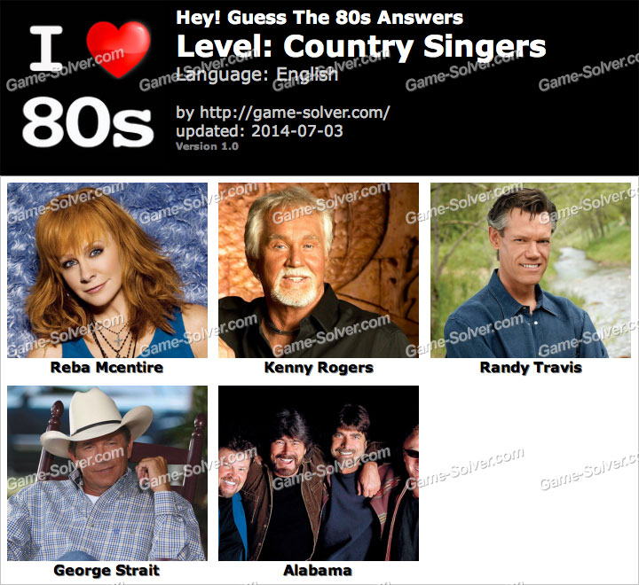 Hey Guess The 80s Country Singers Answers • Game Solver