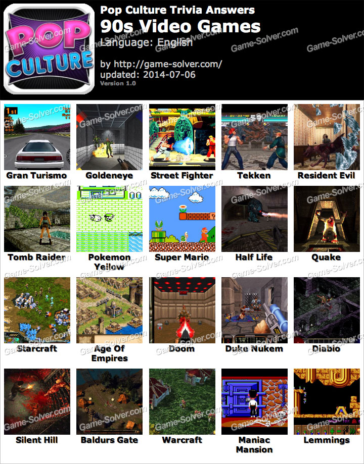 Pop Culture Trivia 90s Video Games Answers Game Solver Pop Culture Trivia 90s Video Games Answers Game Solver