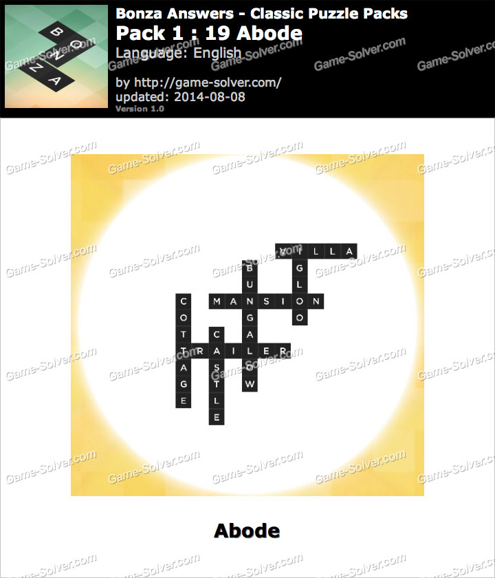 Bonza Answers Classic Puzzle Pack 1 19 Abode Game Solver bonza-answers-classic-puzzle-pack-1-19-abode-game-solver