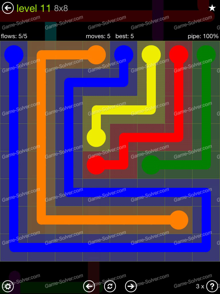 Flow Extreme Pack 8x8 Level 11 • Game Solver