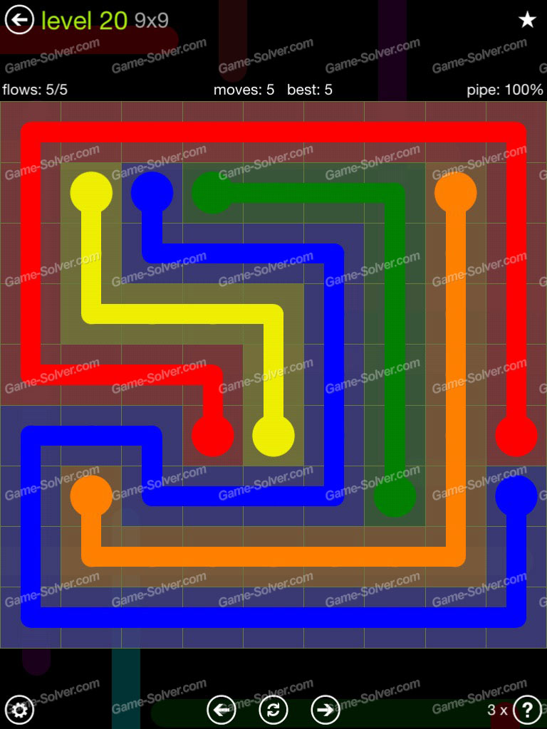 Flow Extreme Pack 9x9 Level 20 • Game Solver